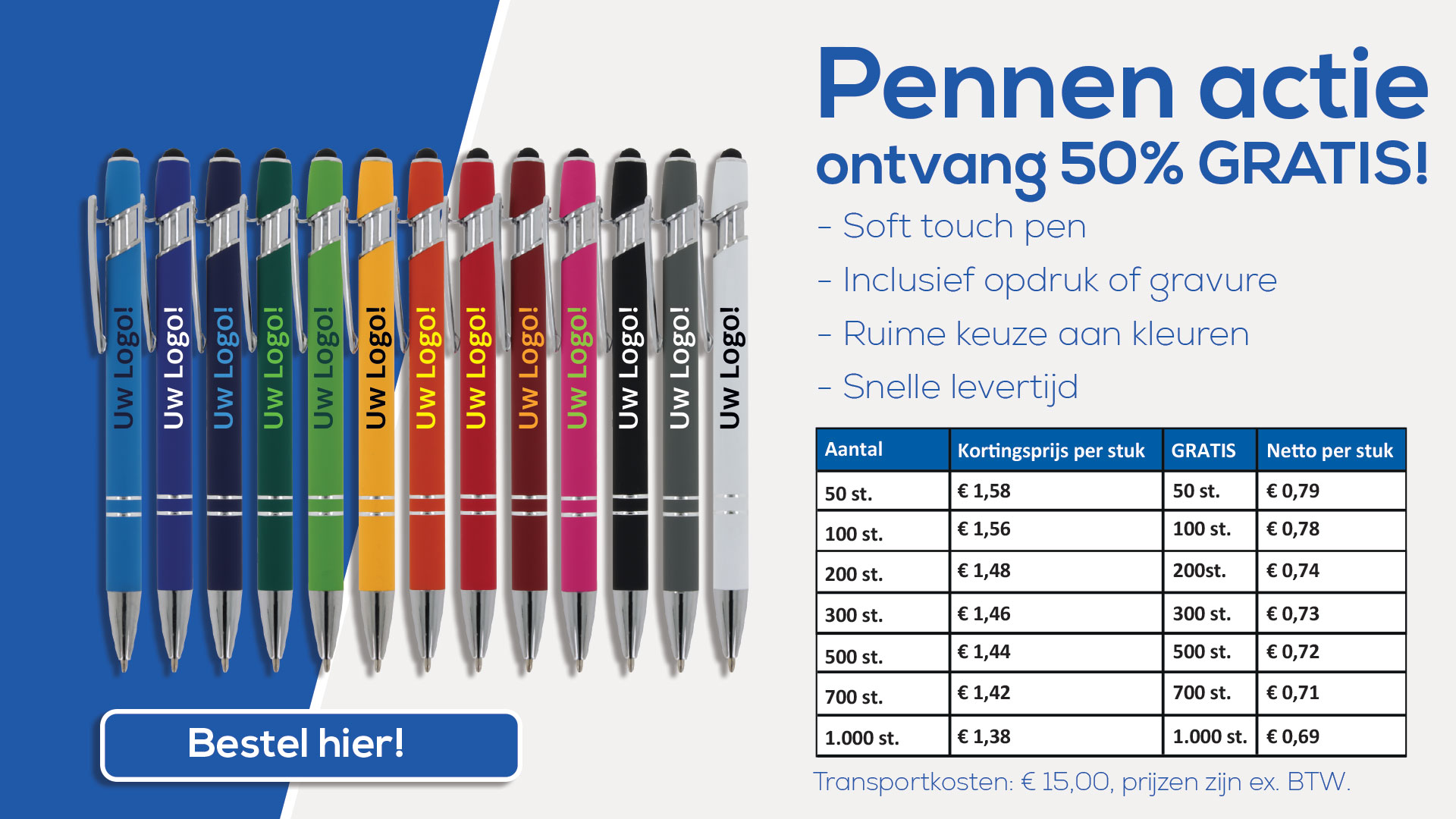 Pennen bedrukken met logo of tekst - Pennen.be